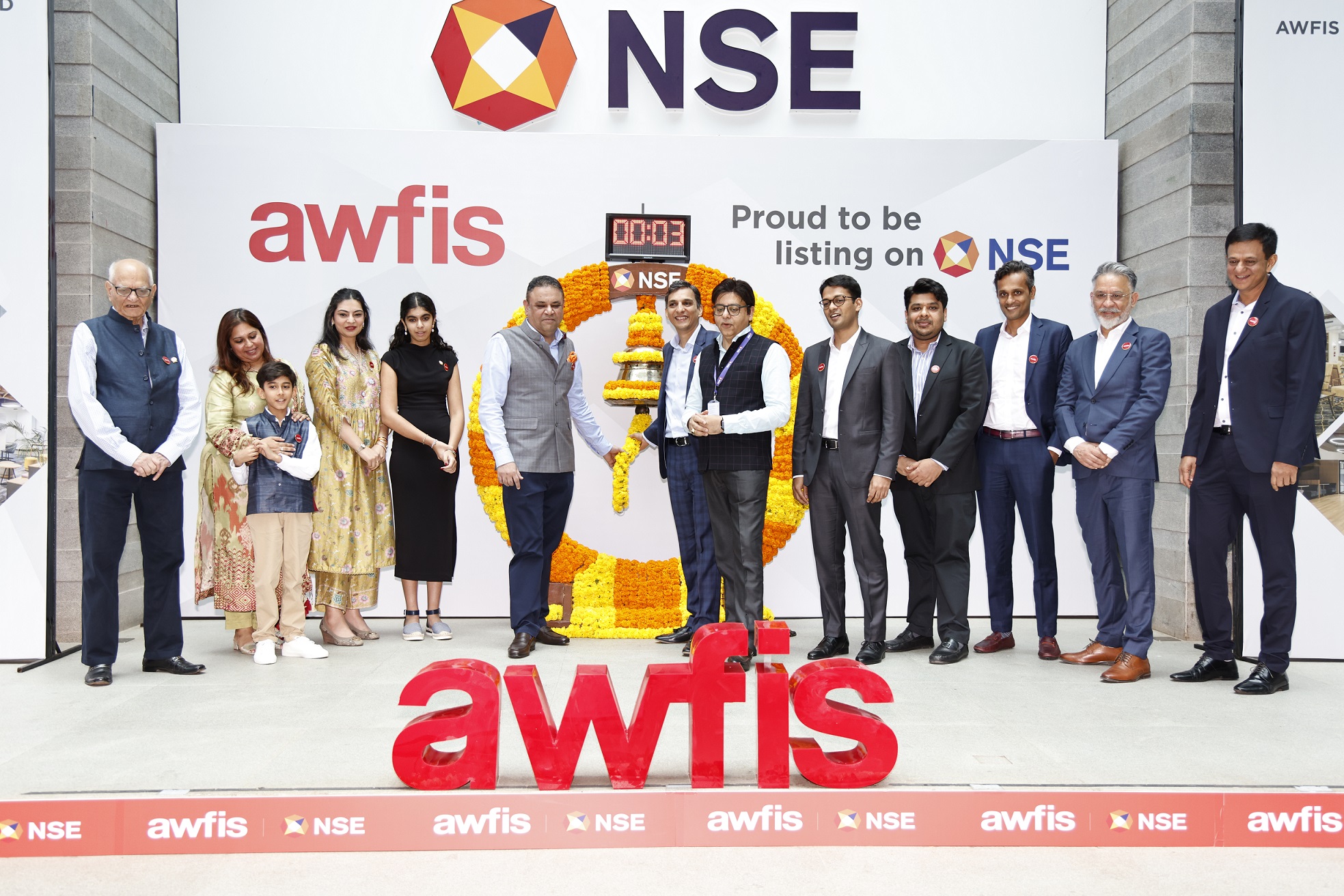 The listing ceremony of Awfis Space Solutions Limited held at NSE today